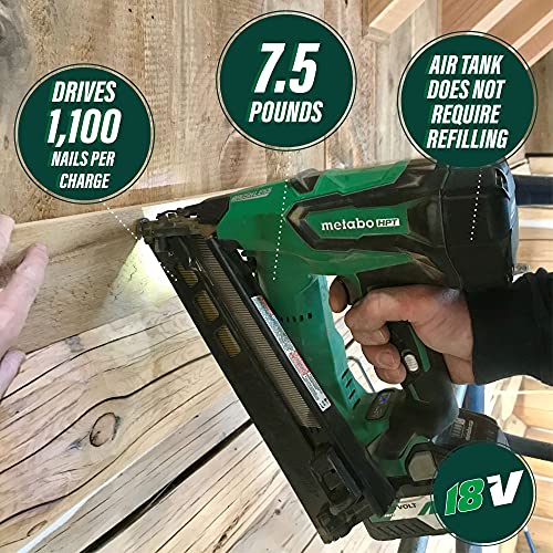 Metabo HPT 18V MultiVolt™ Cordless Angled Finish Nailer Kit | Accepts Nails 1-1/4-Inch up to 2-1/2-Inch | 15 Gauge | Lifetime Tool Warranty | NT1865DMAS