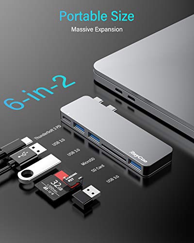 RayCue USB C Adapter for MacBook Pro/MacBook Air M1 M2 M3 2023 2022 2021 13" 15" 16",6 in 1 USB-C Hub MacBook Pro Accessories with 3 USB 3.0 Ports, USB C to SD/TF Card Reader and Thunderbolt 3 PD Port