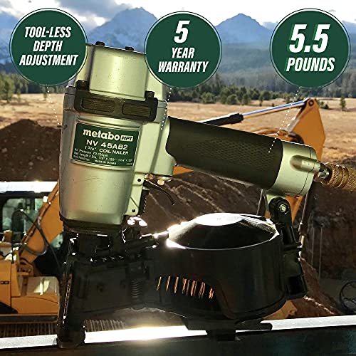 Metabo HPT Roofing Nailer | Pro Preferred Brand of Pneumatic Nailers | 16 Degree Magazine | Accepts 7/8-Inch to 1-3/4-Inch Nails | Ideal for Asphalt Roofing Shingles & Insulation Boards | NV45AB2