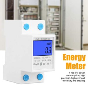 Single Phase Energy Meter Electric Meter 110-130V LCD KWH Electric Meter 5-32A 60Hz Single Phase DIN-Rail KWH Meter Power Meter Backlight Energy Meter