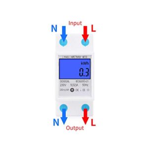 Single Phase Energy Meter Electric Meter 110-130V LCD KWH Electric Meter 5-32A 60Hz Single Phase DIN-Rail KWH Meter Power Meter Backlight Energy Meter