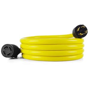 hengyi name l14-30p to l14-30r heavy duty generator locking power cord,generator extension cord,sjtw 10guage,generator power cord up to 7500w,30a,yellow,4 prong,10ft