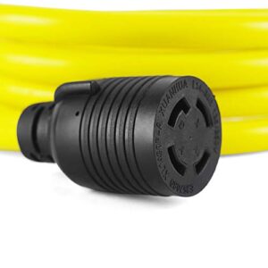 HENGYI Name L14-30P to L14-30R Heavy Duty Generator Locking Power Cord,Generator Extension Cord,SJTW 10GUAGE,Generator Power Cord up to 7500W,30A,Yellow,4 Prong,10FT