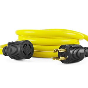 HENGYI Name L14-30P to L14-30R Heavy Duty Generator Locking Power Cord,Generator Extension Cord,SJTW 10GUAGE,Generator Power Cord up to 7500W,30A,Yellow,4 Prong,10FT