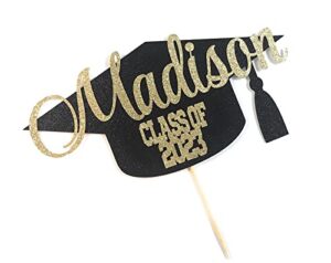 personalized 2023 graduation cap glitter paper party cake topper