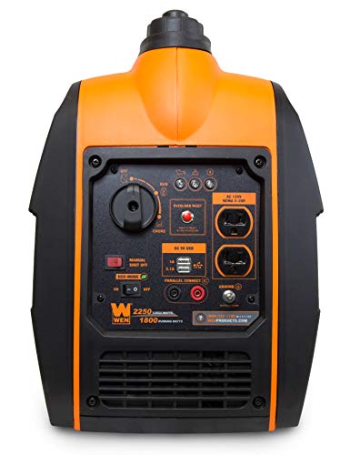 WEN 56225i 2250-Watt Gas Powered Portable Inverter Generator with Fuel Shut-Off, CARB Compliant , Black