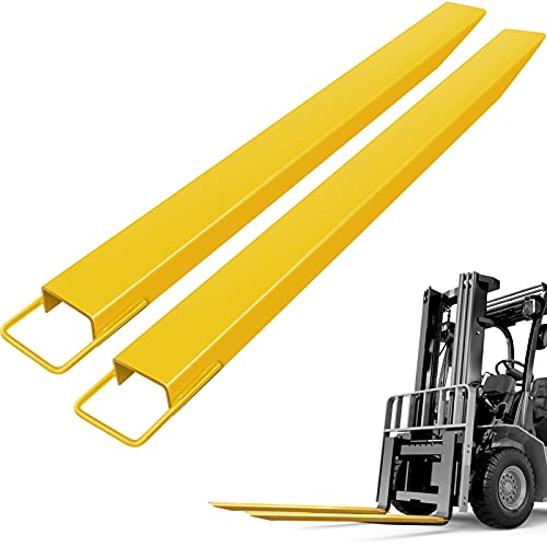 BestEquip Pallet Fork Extension 84 Inch Length 4.5 Inch Width, Heavy Duty Alloy Steel Fork Extensions for forklifts, 1 Pair Forklift Extension, Yellow