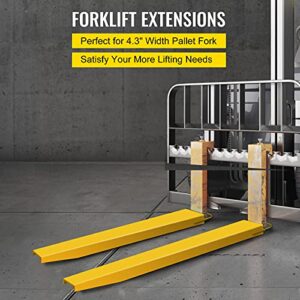 BestEquip Pallet Fork Extension 84 Inch Length 4.5 Inch Width, Heavy Duty Alloy Steel Fork Extensions for forklifts, 1 Pair Forklift Extension, Yellow