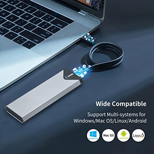 SSK Aluminum M.2 NVME SATA SSD Enclosure Adapter, USB 3.2 Gen 2 (10 Gbps) to NVME PCI-E SATA M-Key/(B+M) Key Solid State Drive External Enclosure Support UASP Trim for NVME/SATA SSDs 2242/2260/2280