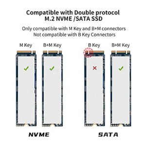 SSK Aluminum M.2 NVME SATA SSD Enclosure Adapter, USB 3.2 Gen 2 (10 Gbps) to NVME PCI-E SATA M-Key/(B+M) Key Solid State Drive External Enclosure Support UASP Trim for NVME/SATA SSDs 2242/2260/2280