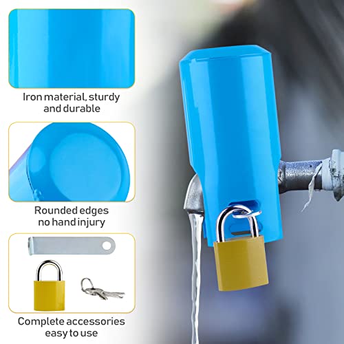 Echaprey Water Faucet Lock Outdoor/Kitchen/Garden Hose Tap Faucet Lock Anti-Theft Child-Proof Metal Faucet Protection Cover Style A (Blue)