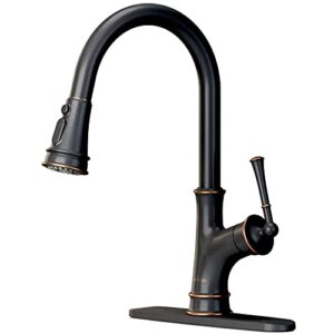 appaso kitchen faucet with pull down sprayer, oil rubbed bronze single-handle high arc single hole pull out kitchen sink faucets with escutcheon