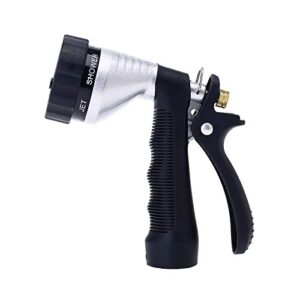 green mount water hose nozzle spray nozzle, metal garden hose nozzle with adjustable spray patterns, perfect for watering plants, washing cars and showering pets