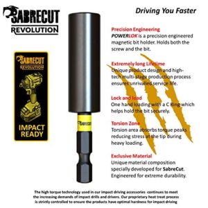 4 Piece SabreCut SCRK1 Magnetic 2 23/64" and 5 63/64" Professional Impact Bit Holders with 2 x 1 7/64" PZ2 Screwdriver Impact Bits Compatible with Dewalt, Milwaukee, Makita, Bosch and Others