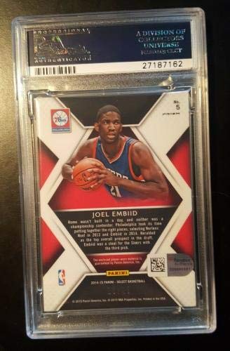 2014-15 Joel Embiid RC Panini Select Tie Dye Prizm Jersey #18/25 PSA NM 7 AUTO 8 - Basketball Slabbed Autographed Rookie Cards