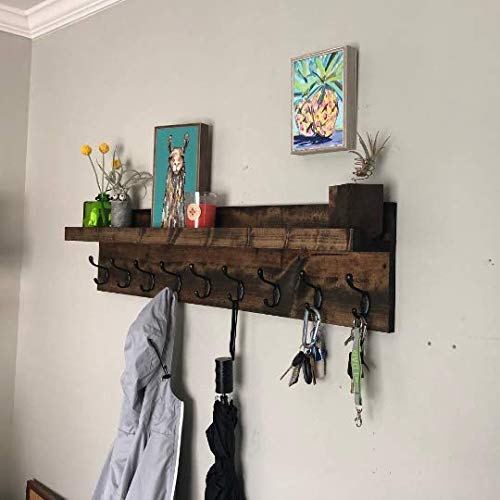 Coat Rack with Shelf (Choose your Length) Towel Rack Entryway Organizer Wall Mounted Hooks