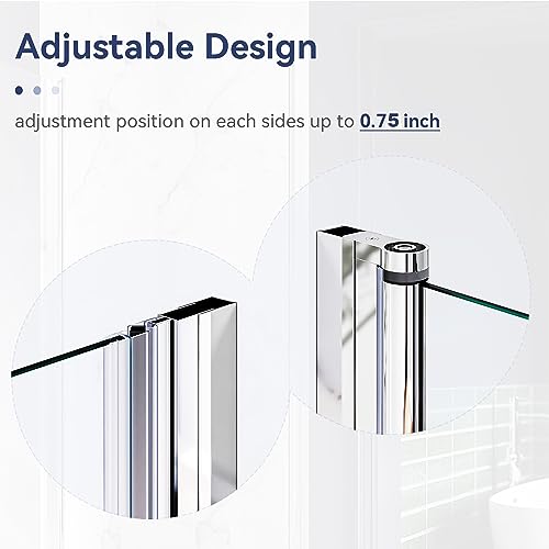 ELEGANT 32 in. W x 72 in. H Pivot Swing Shower Door, 1/4 in.Clear Glass Frameless Shower Door, Chrome Finish