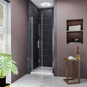 ELEGANT 32 in. W x 72 in. H Pivot Swing Shower Door, 1/4 in.Clear Glass Frameless Shower Door, Chrome Finish