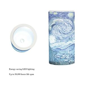 Lavish Home 80-FC1008 LED Starry Night Candle with Remote Control Timer Van Gogh Art on Vanilla Scented Realistic Flickering or Steady Flameless Light-Decor, (L)3”x (W)3”x (H)6”