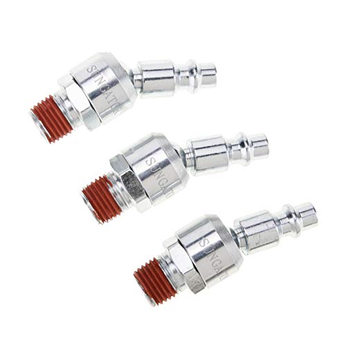 Air Tool Fittings, SUNGATOR 1/4" NPT Male Industrial Swivel Plug, 3-Pack 1/4 inch Air Coupler and Plug