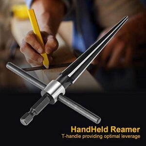 Hand Reamer, Bridge Pin Hole Handheld T Shape Tapered Hex Reamer Handle Drilling Tool 1/8"-1/2" 3-13mm