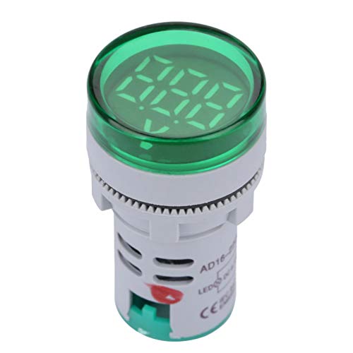 Digital Mini LED Display Voltmeter, DC 6-100V LED Voltmeter Signal Light Digital Display DC Voltage Meter Indicator Round Lamp Tester (Green)