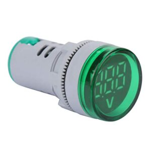 Digital Mini LED Display Voltmeter, DC 6-100V LED Voltmeter Signal Light Digital Display DC Voltage Meter Indicator Round Lamp Tester (Green)