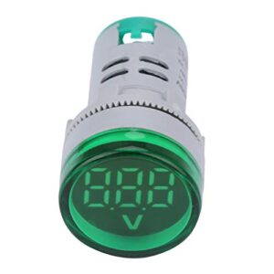 Digital Mini LED Display Voltmeter, DC 6-100V LED Voltmeter Signal Light Digital Display DC Voltage Meter Indicator Round Lamp Tester (Green)