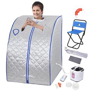 aw portable steam sauna spa chair sauna tent 2l 800w generator 60 min timer remote control silver with steam generator personal therapeutic detox indoor