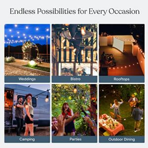 Brightech Ambience Pro Solar Powered LED Outdoor String Lights - 27 Ft Commercial Waterproof Patio Lights with Edison Bulbs - Durable String Lights for Outside, Backyard, Porch - 1W, Warm White