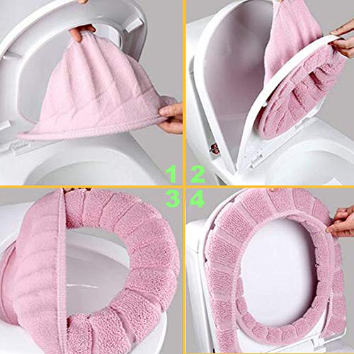 4 Pcs Soft Toilet Seat Cover Pad Thicker Washable Cloth Different Colors