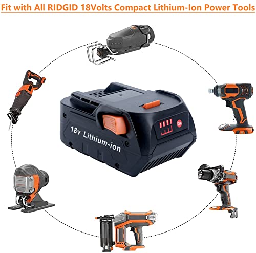 Epowon 18 Volt 6.0Ah Lithium Ion Compact Battery Compatible with RIDGID 18V Drill R840087 R840083 R840084 R840086 AC840085 AC840087P