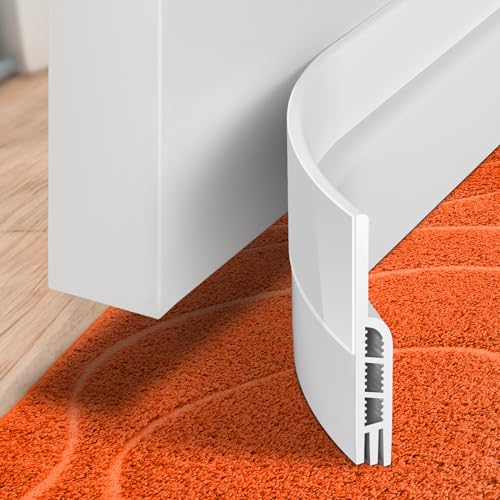 Holikme Door Draft Stopper Under Door Draft Blocker Insulator Door Sweep Weather Stripping Noise Stopper Strong Adhesive, White