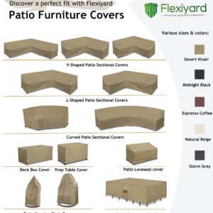 Flexiyard Patio Deck Box Cover, 63x30 Inch Fire Pit Cover with Straps and Handles, Waterproof Heavy Duty Outdoor Furniture Winter Cover for Keter, Suncast, Lifetime Container