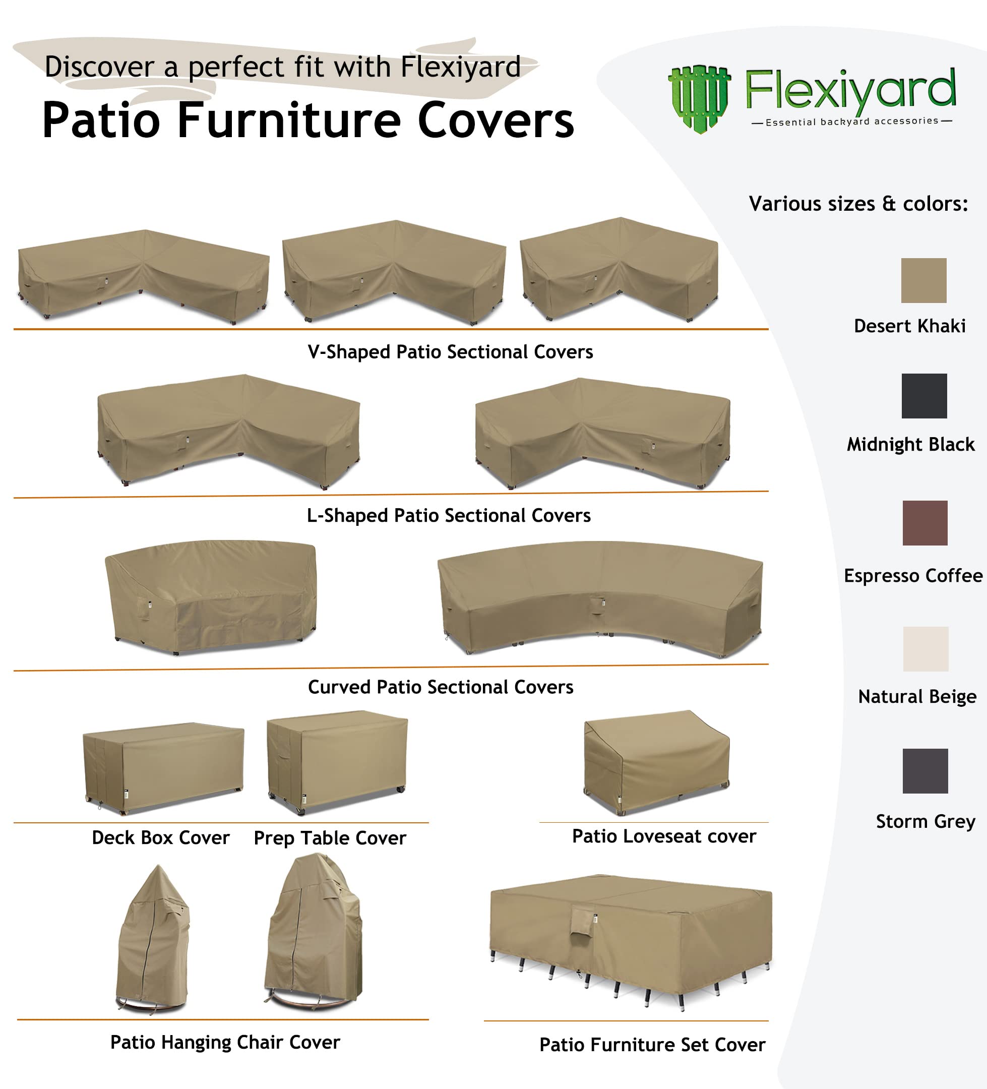 Flexiyard Patio Deck Box Cover, 63x30 Inch Fire Pit Cover with Straps and Handles, Waterproof Heavy Duty Outdoor Furniture Winter Cover for Keter, Suncast, Lifetime Container