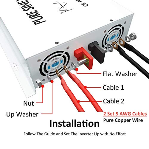 WZRELB 3000W 24V Pure Sine Wave Solar Power Inverter DC to 110V AC Converter (RBP300024W)