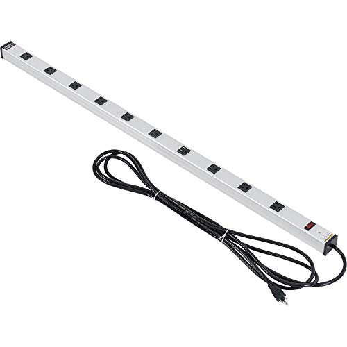 Global Industrial 48" 10 Outlet Aluminum Power Strip with 15-ft Cord ETL/cETL