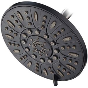 aquadance oil rubbed bronze high pressure 6-setting 7" rain shower head – angle adjustable, anti-clog showerhead jets, tool-free installation-usa standard certified-u.s. brand