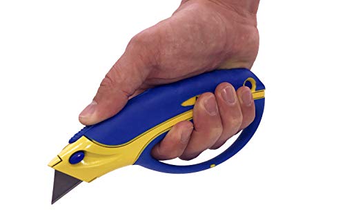 Safe-Grip Retractable Comfort-Grip Box Cutter Utility Knife, Protects Knuckles 6-3/4” Long