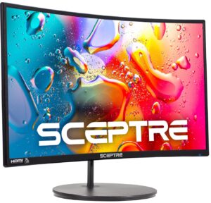 sceptre curved 27" fhd 1080p 75hz led monitor hdmi vga build-in speakers, edge-less metal black 2019 (c275w-1920rn)