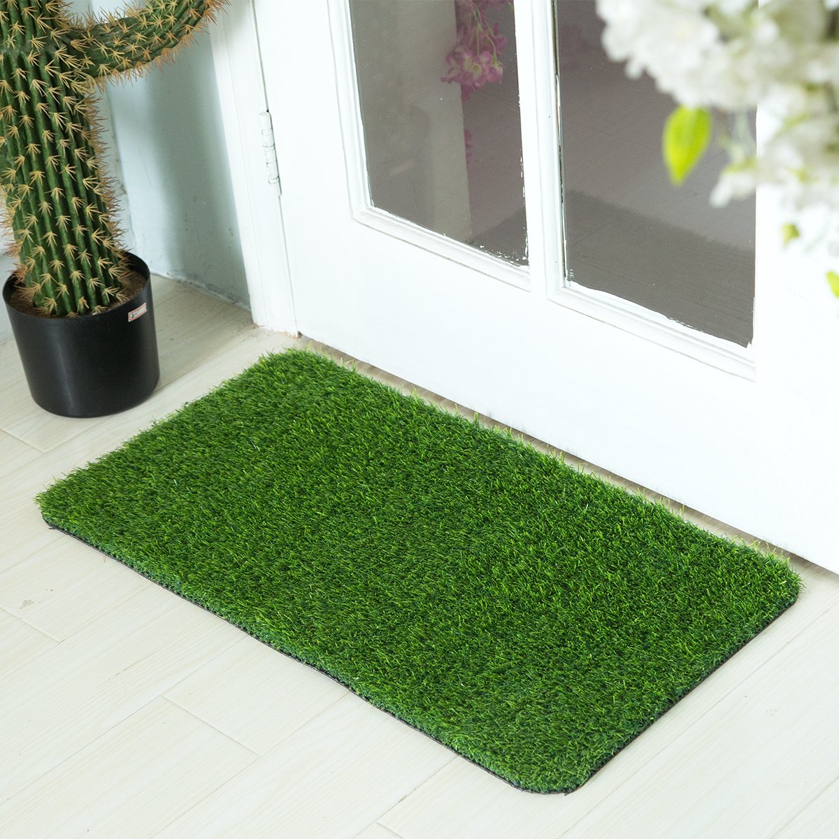 MAYSHINE Artificial Grass Door Mat Indoor/Outdoor Rug Green Turf Perfect for Multi-Purpose Home Entryway Scraper Doormat Dog Mats 24x35 inch