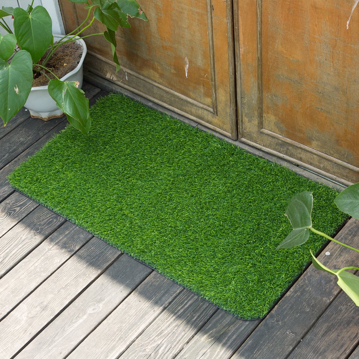 MAYSHINE Artificial Grass Door Mat Indoor/Outdoor Rug Green Turf Perfect for Multi-Purpose Home Entryway Scraper Doormat Dog Mats 24x35 inch