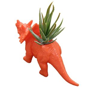 chictry dinosaur succulent plant vase creative flower pot bonsai container gardening planter with drain hole for home office desktop decoration orange triceratops