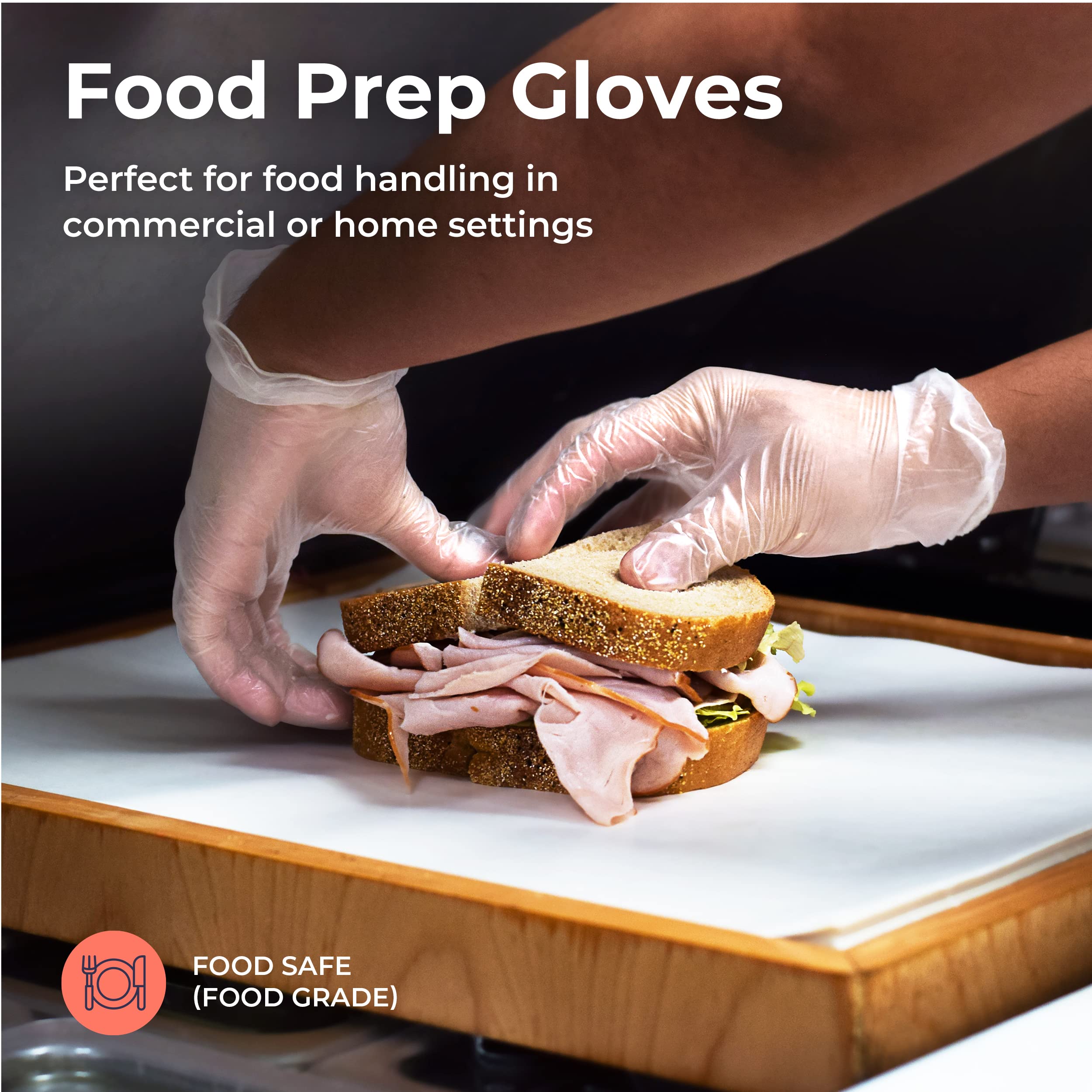 Fit Meal Prep Gloves Disposable Latex Free Medium Powder Free Glove Food Prep Gloves for Kitchen, Bathroom, Household, Gardening (Medium, 100 Pack)