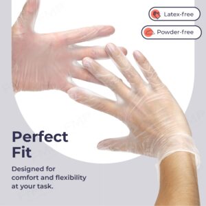 Fit Meal Prep Gloves Disposable Latex Free Medium Powder Free Glove Food Prep Gloves for Kitchen, Bathroom, Household, Gardening (Medium, 100 Pack)