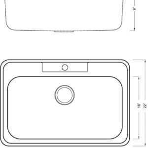 CozyBlock 33 x 22 x 9 Inch Top-mount/Drop-in Stainless Steel Single Bowl Kitchen Sink with Strainer - 18 Gauge Stainless Steel-1 Faucet Hole