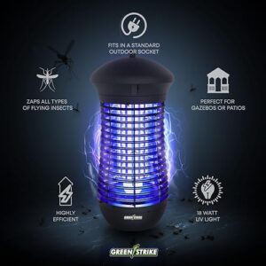 GREENSTRIKE Mosquito & Flying Insect Bug Zapper, Elektra Series 1800, Indoor & Outdoor Use, Easy Clean w/Detachable Bottom, Cleaning Brush Included, 4000V Powered Grid