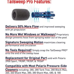 ATIE No Spray Pool Cleaner TailSweep PRO TSP10S with Hose Scrubber 9-100-3105 Fit Zodiac Polaris 280, 3900 Sport, 380, 360, 180 Pool Cleaner Tail Sweep PRO TSP10S and CMP Flow Diffuser (1 Pack)