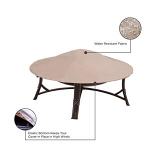 Modern Leisure 2925 Chalet Large Round Fire Pit Cover (60 inches) Water-Resistant, Khaki/Fossil