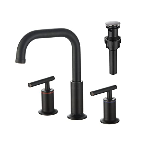 HOMELODY 2 Handles Bathroom Faucet Oil Rubbed Bronze, 8 inch Widespread Faucet for Bathroom Sink, 3 Hole Bath Sink Faucet with Pop Up Drain